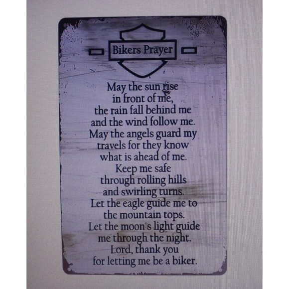 Home Decor | Wall Decor | Rustic Metal Sign Bikers Prayer Home Decor ...